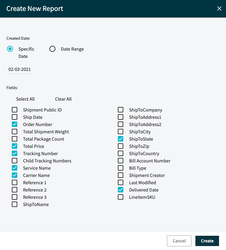 How do I create a shipment report?