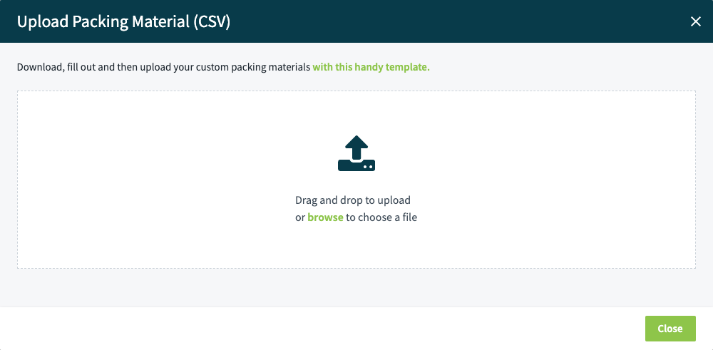 How to Upload Packing Materials using CSV Import
